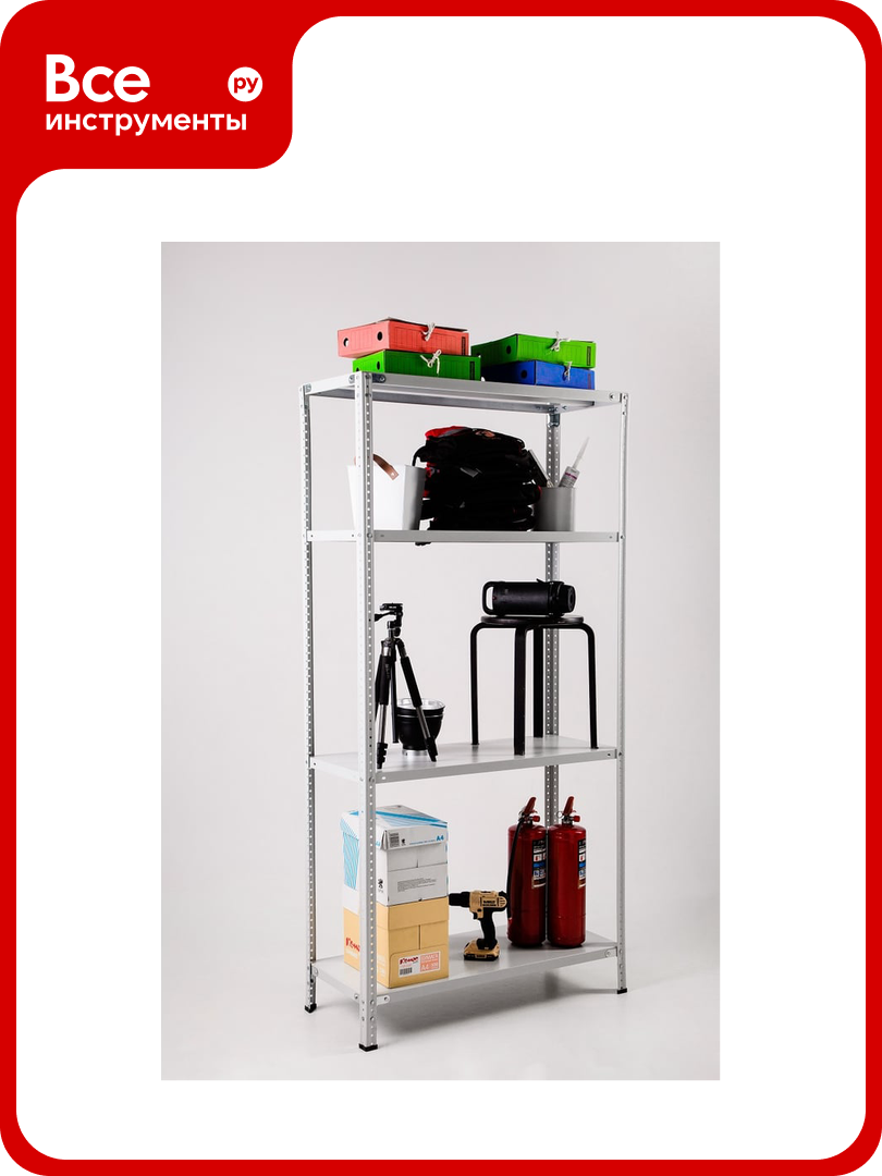 Стеллаж ООО фурама СТФЛ 2000x1000x700 мм, 4 полки, серый СТФЛ201070-4