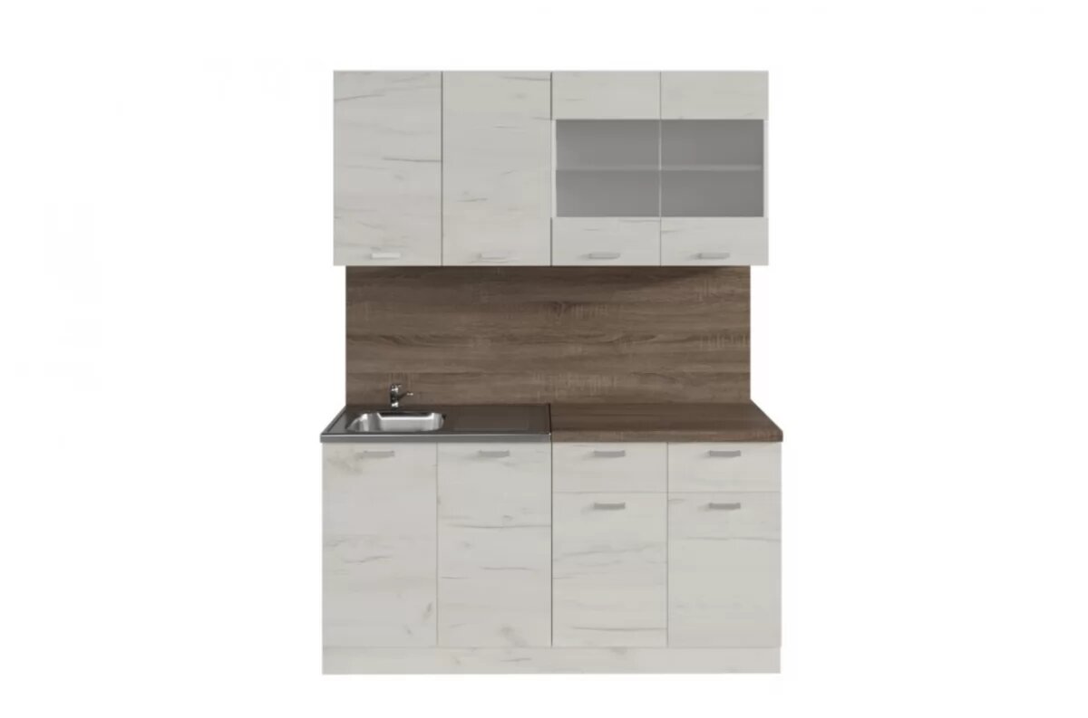 Кухонный гарнитур Герда Синтра 1600 мм, каркас ЛДСП, фасад ЛДСП, белый/дуб грей