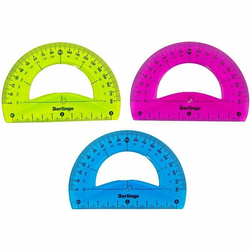 Транспортир 10см, 180° Berlingo Flexy, гибкий, ассорти, PT_10010/248756