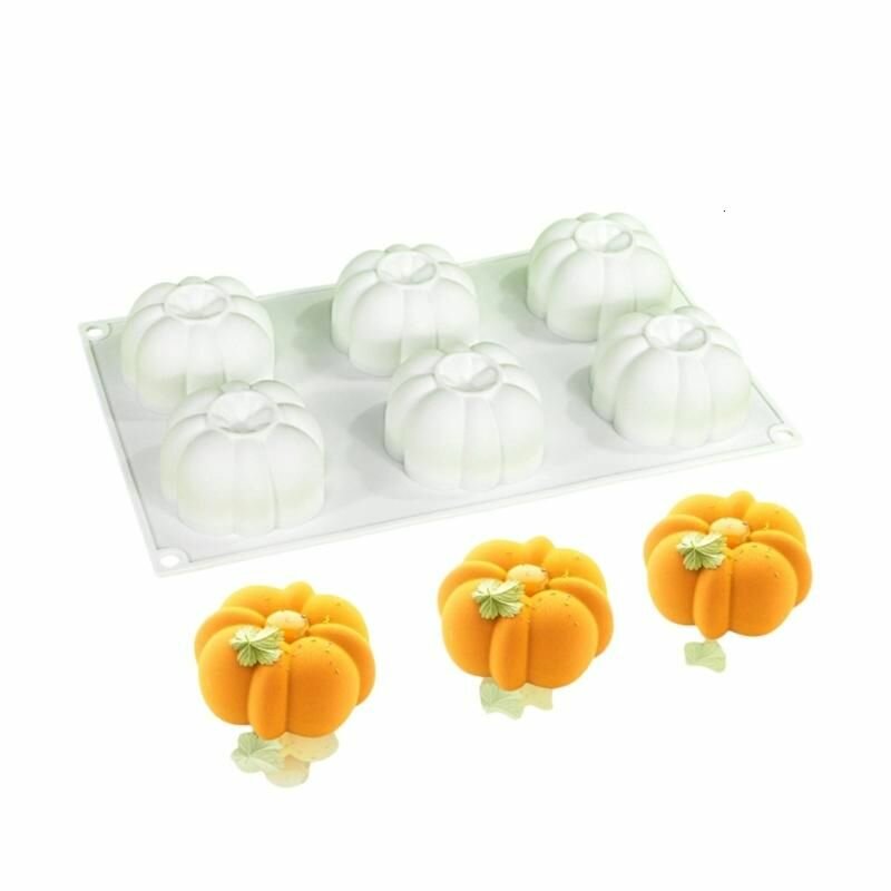 Тематическая силиконовая форма для муссового торта в форме тыквы с 6 отделениями для праздничных десертов