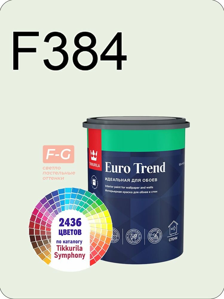 Краска для обоев Tikkurila Euro Trend 0,9л. светло-пастельные оттенки F384