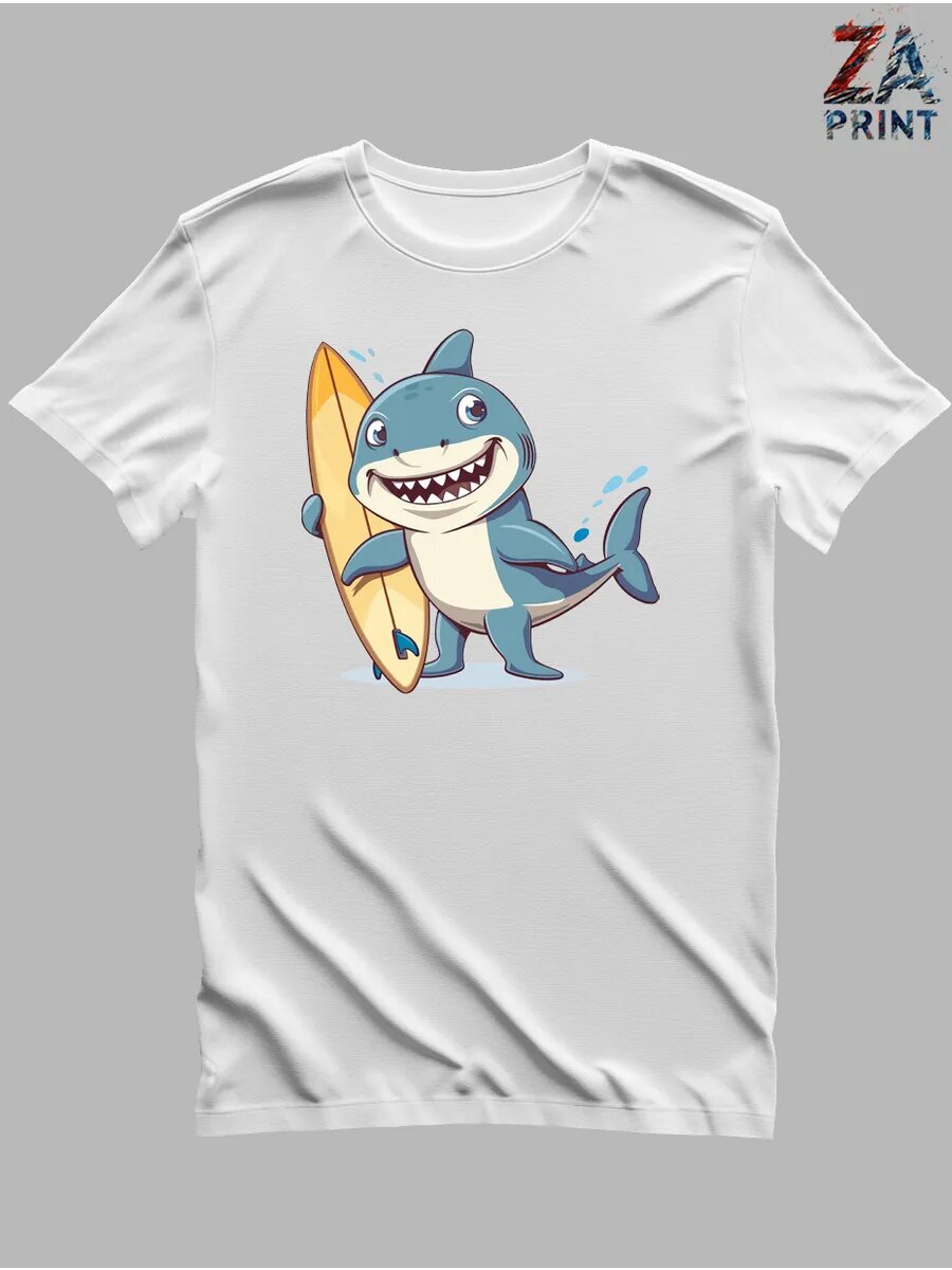 Футболка серфер акула