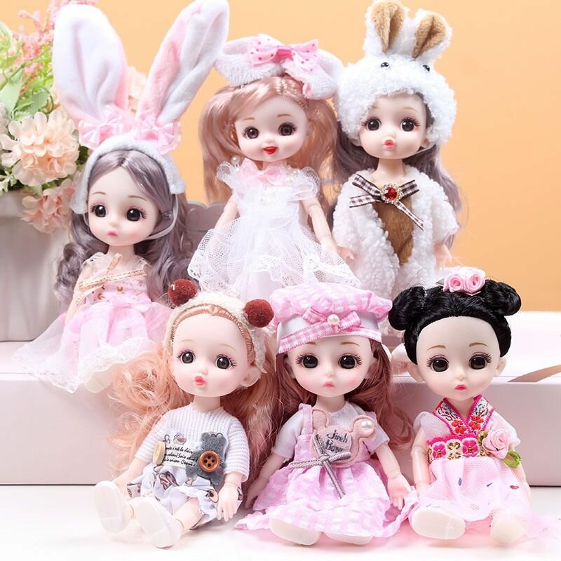 Кукла балерина шарнирная в белом платье 17см