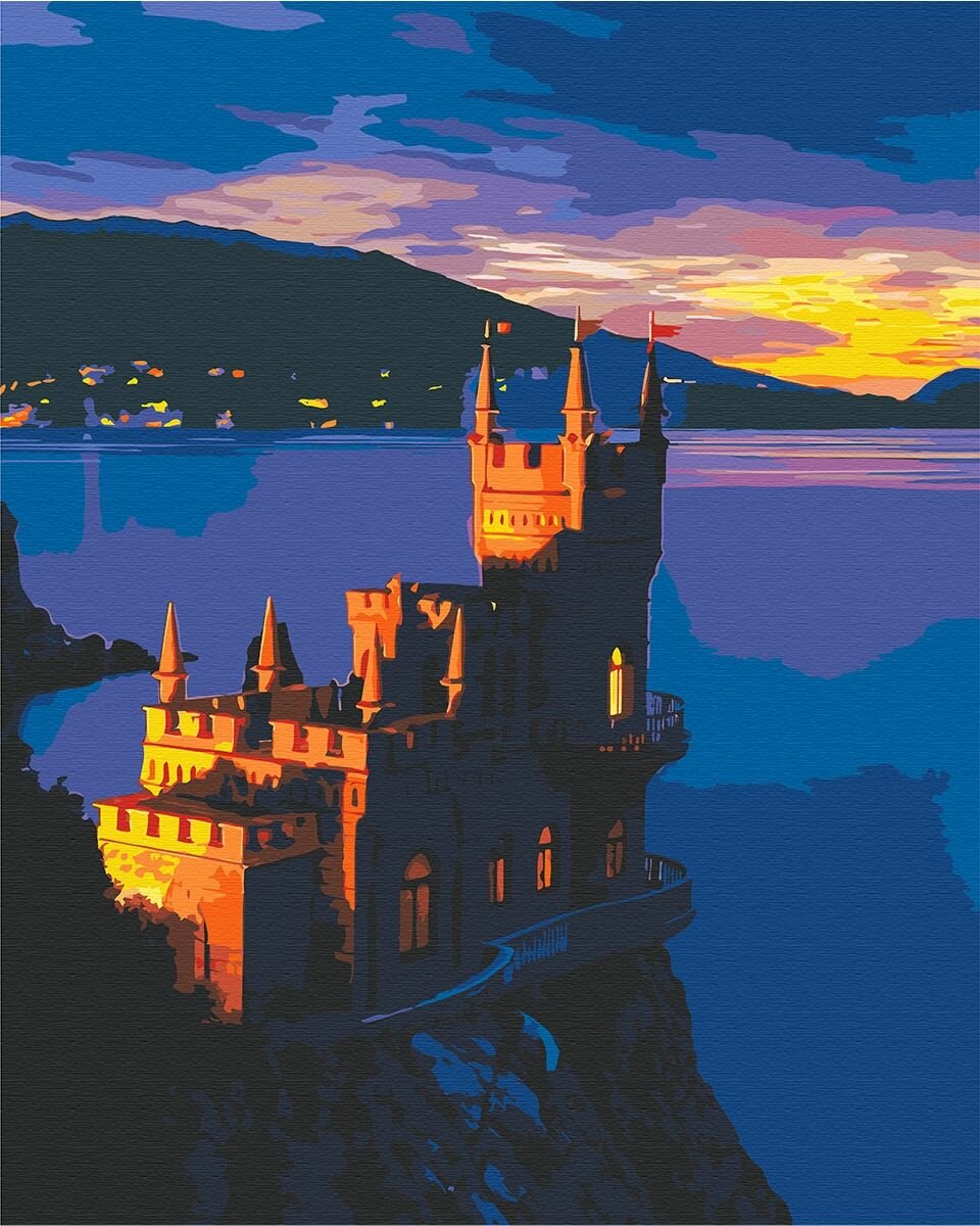 Картина по номерам на холсте с подрамником 40х50 см. Города, улицы, достопримечательности, путешествия. "Крым. Ласточкино гнездо", арт. 8408/