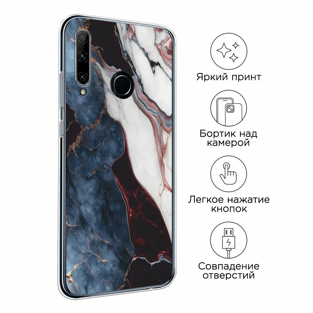 Чехол на Honor 10i/20 Lite 2019/20e/Huawei P Smart Plus 2019 / Хонор 10i с принтом "Благородный мрамор" — фото 1