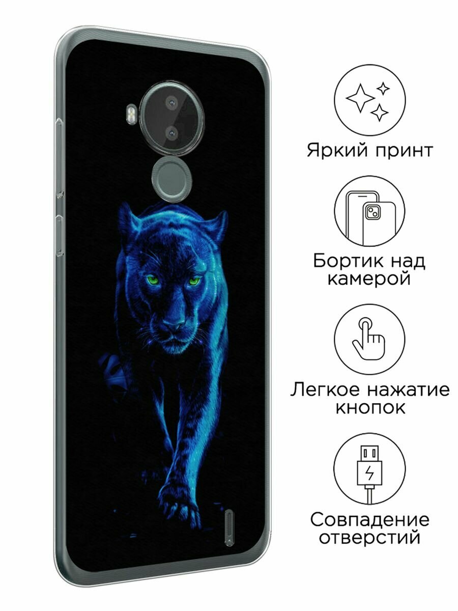 Чехол на Nokia C30 / Нокия C30 с принтом "Пантера в лунном свете" — фото 1