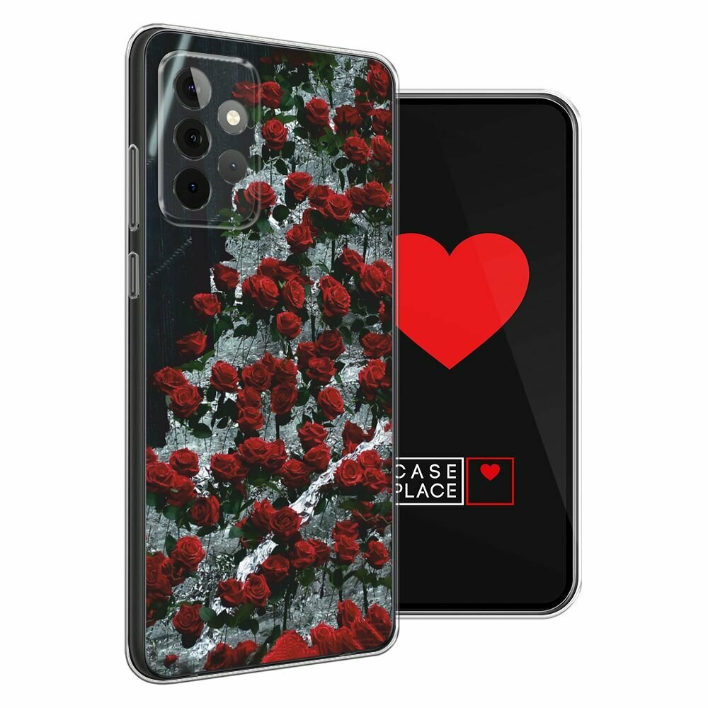 Чехол на Samsung Galaxy A72 / Самсунг Галакси А72 с принтом Цветущие алые розы — фото 1