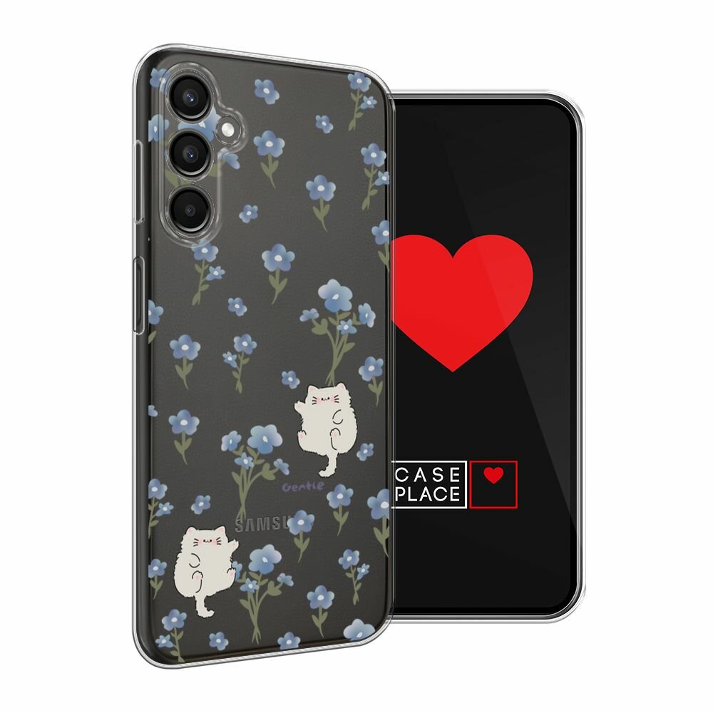 Чехол на Samsung Galaxy A24 / Самсунг Галакси A24 с принтом "Gentle cats", прозрачный — фото 1