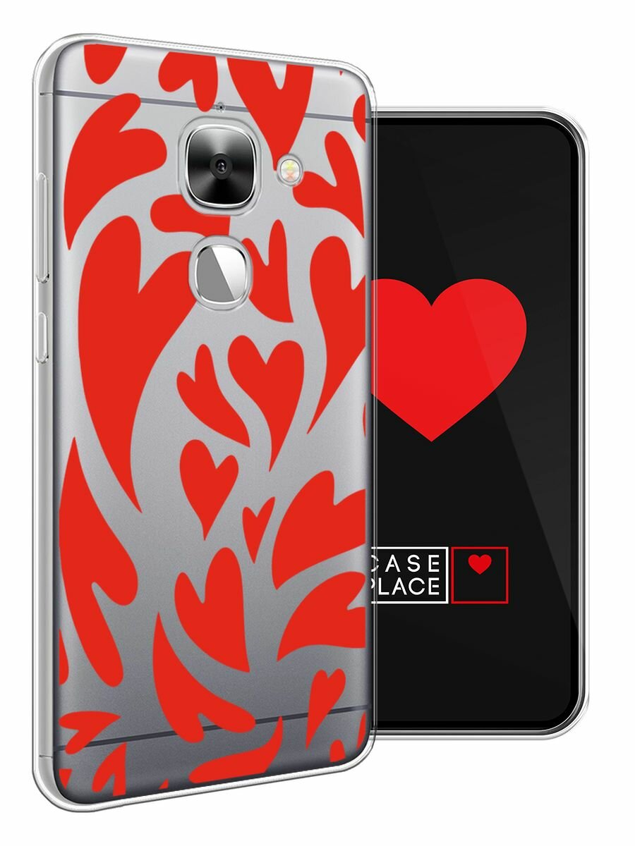 Чехол на LeEco Le 2/2 pro / Лееко Ле 2/2 про с принтом "Crazy hearts 2 - 14 февраля", прозрачный — фото 1