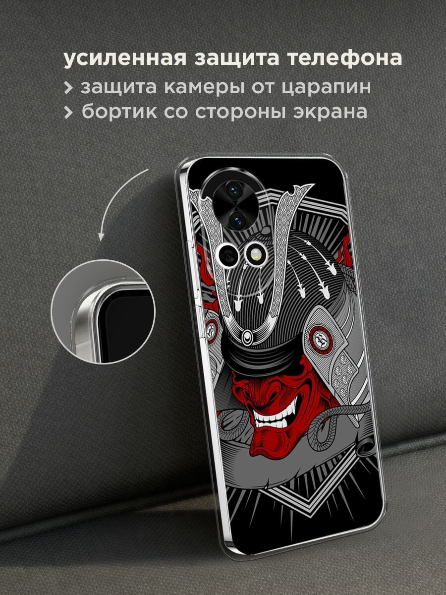 Чехол на Huawei Nova 12/Nova13 / Хуавей Нова 12/Нова 13 с принтом "Красная маска самурая" — фото 1