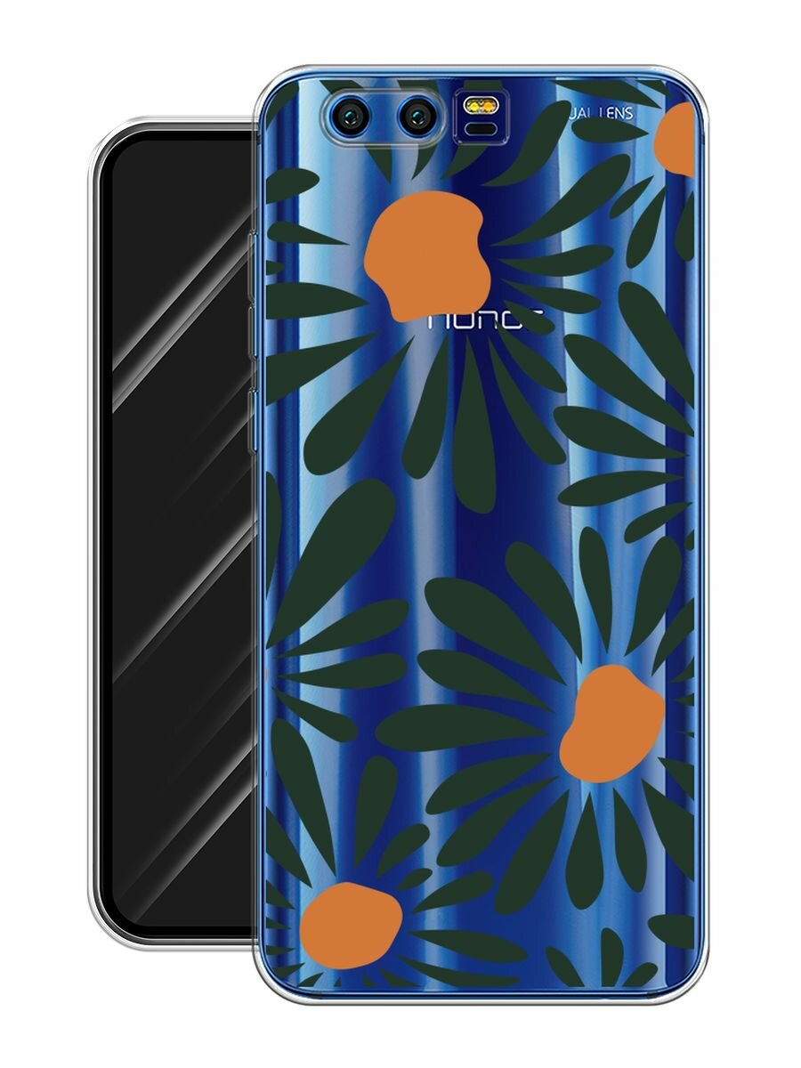 Чехол на Honor 9 / Хонор 9 с принтом "Летние цветы рисунок", прозрачный — фото 1