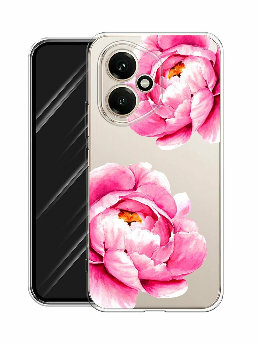Чехол на Honor 400 / Хонор 400 с принтом "Open peonies", прозрачный — фото 1