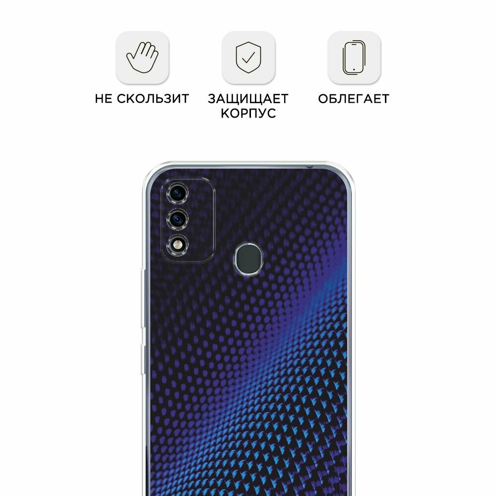 Силиконовый чехол на Itel A48 / Ител А48 с принтом "Синий карбон" — фото 1