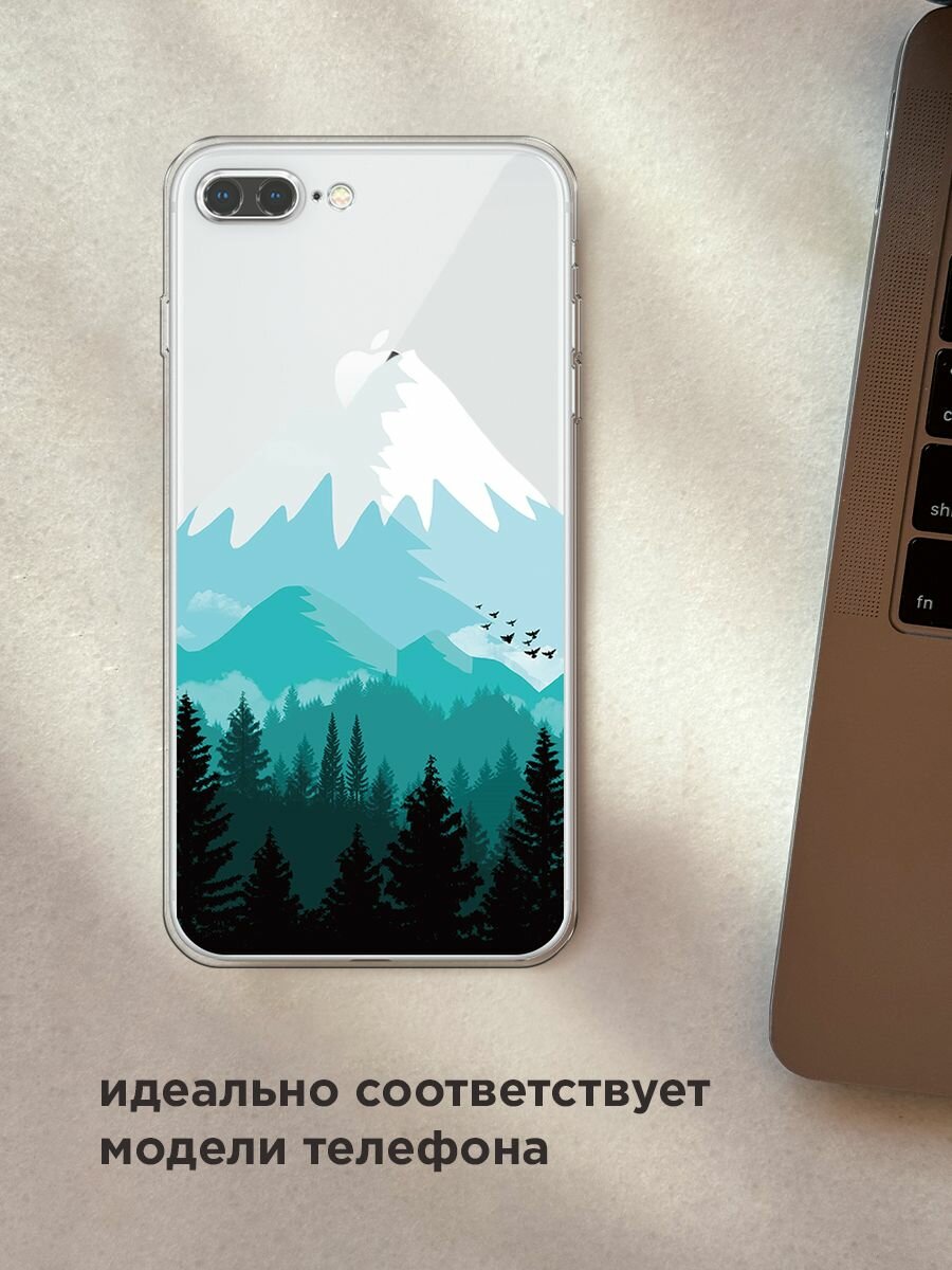 Чехол на Apple iPhone 7 Plus / Айфон 7 Плюс с принтом "Синяя снежная гора", прозрачный — фото 1