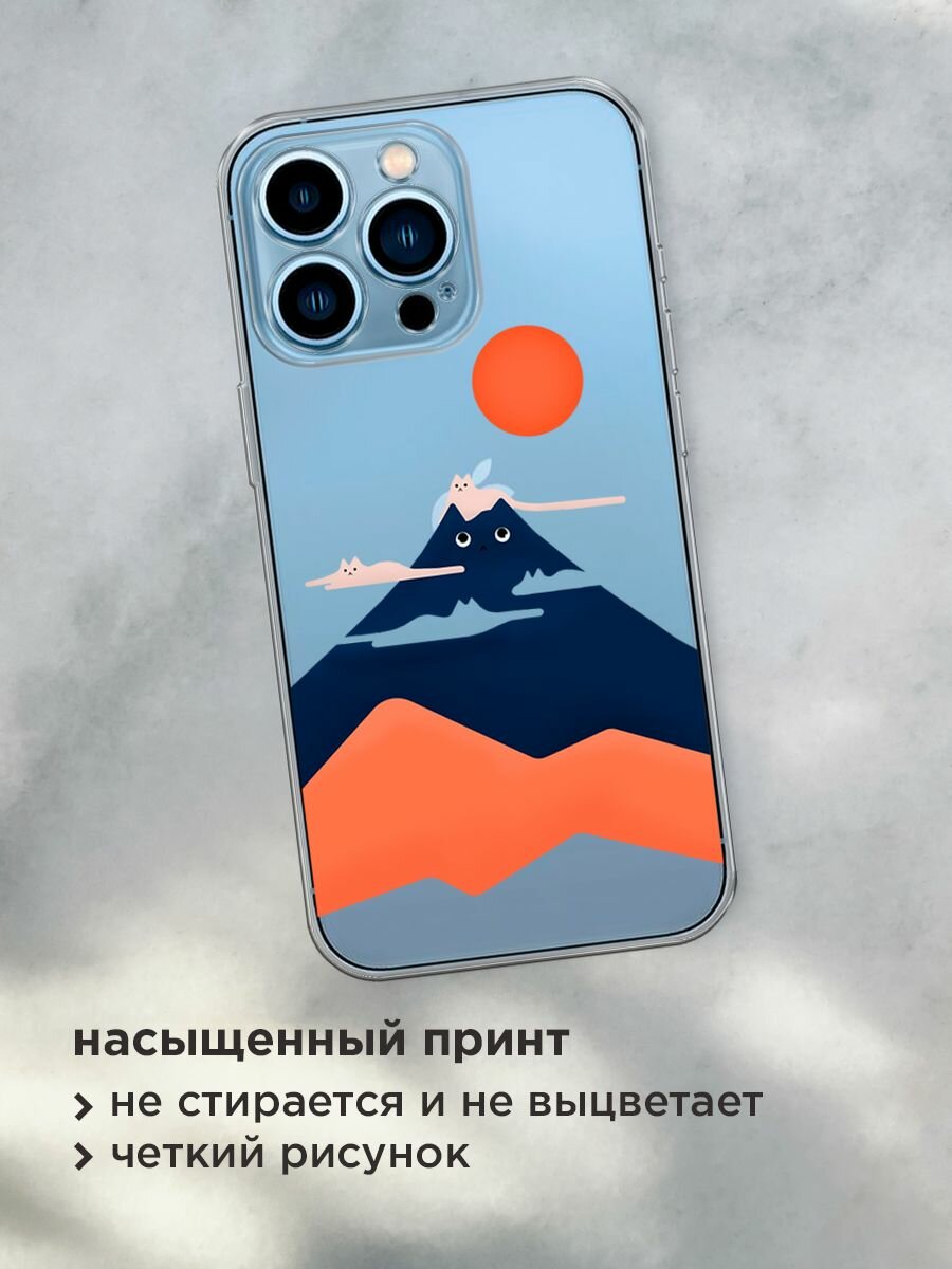 Чехол на Apple iPhone 13 Pro / Айфон 13 Про с принтом "Кот-гора", прозрачный — фото 1
