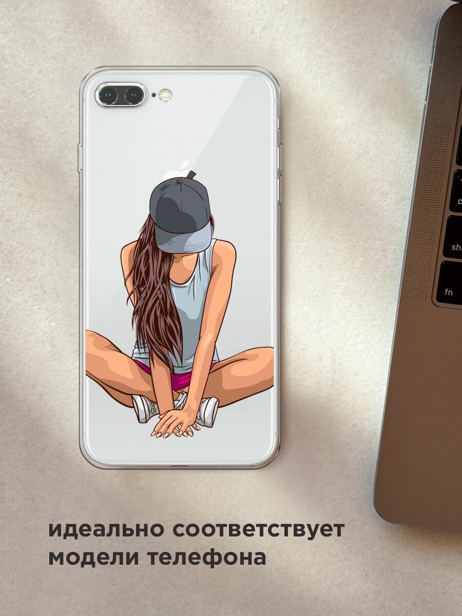 Чехол на Apple iPhone 7 Plus / Айфон 7 Плюс с принтом "Девушка в кепочке", прозрачный — фото 1