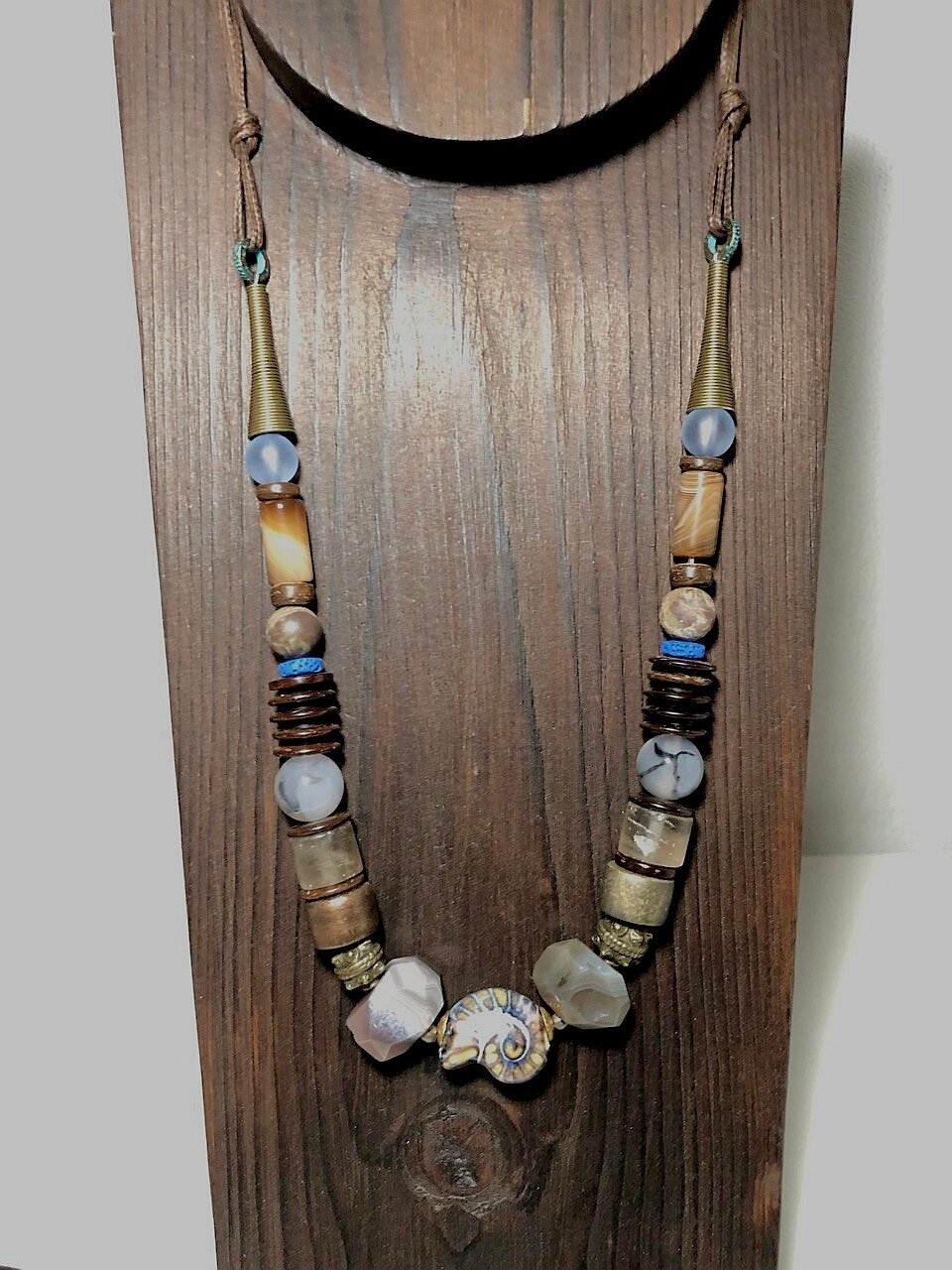 Колье, агат, керамика, металл