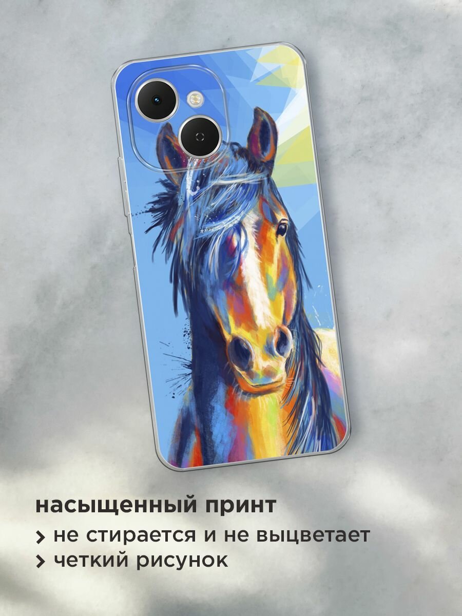 Чехол на Tecno Spark 40C / Текно Спарк 40C с принтом "Лошадь арт 3" — фото 1