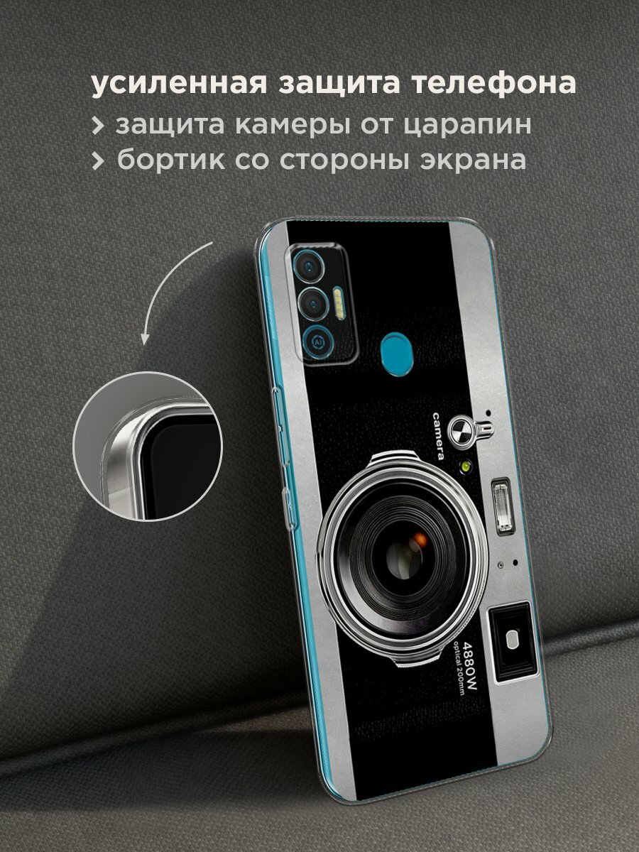 Чехол на Tecno Spark 7 / Техно Спарк 7 с принтом "Ретро камера" — фото 1