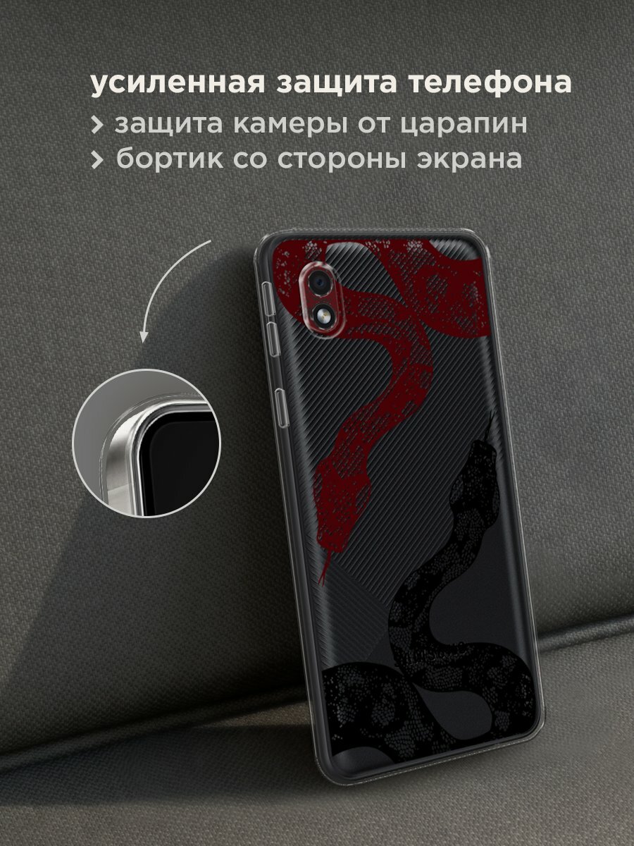 Чехол на Samsung Galaxy A01 Core / Самсунг Галакси А01 Core с принтом "Силуэты змей 2", прозрачный — фото 1