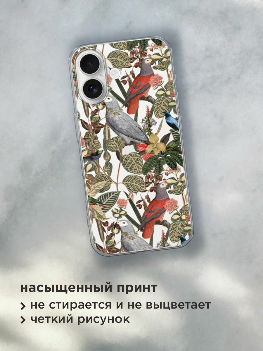 Чехол на Apple iPhone 17 / Айфон 17 с принтом "Tropical pattern", прозрачный — фото 1