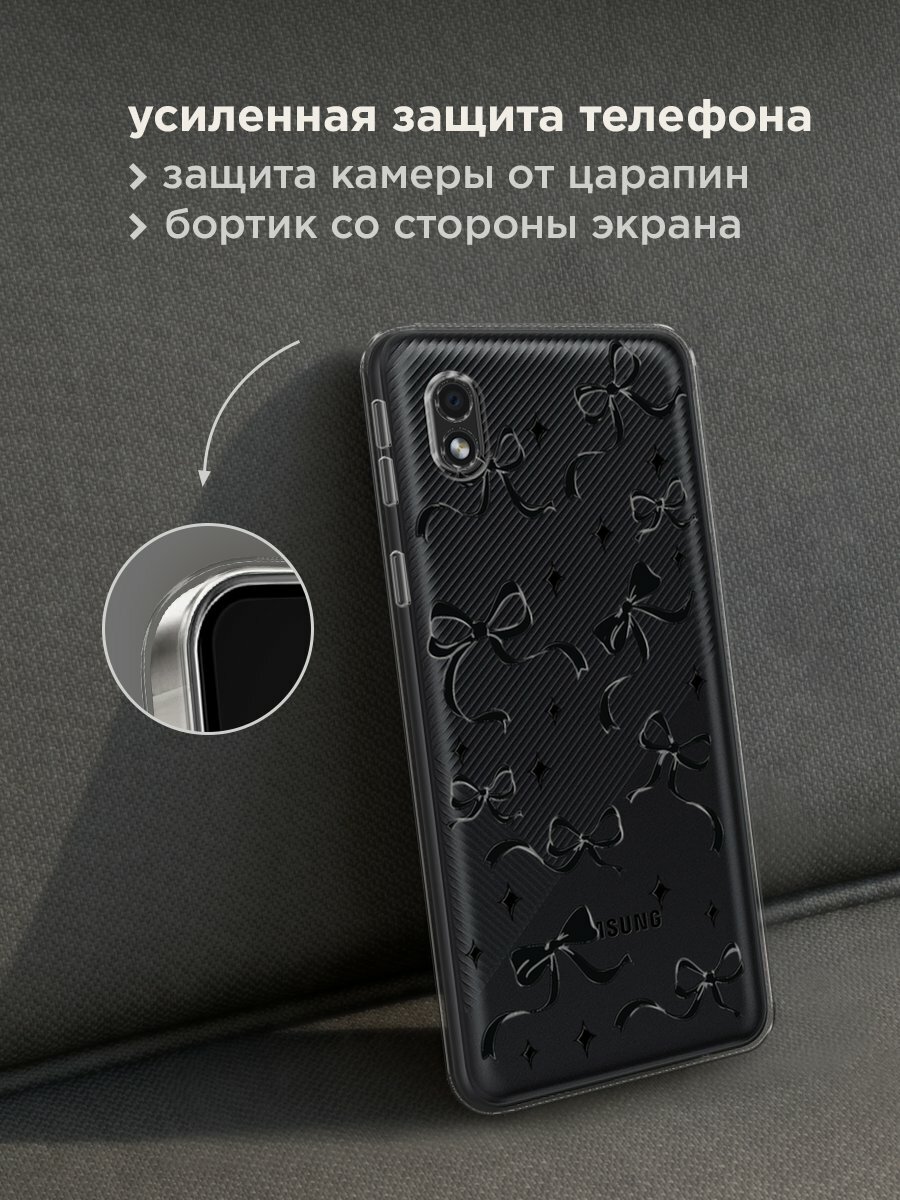 Чехол на Samsung Galaxy A01 Core / Самсунг Галакси А01 Core с принтом "Милые чёрные бантики 4" — фото 1
