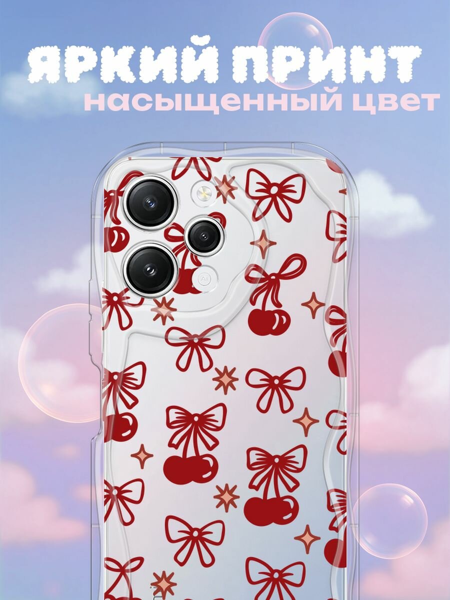 Чехол на Xiaomi Redmi 12 / Редми 12 с принтом "Вишня с бантиком" — фото 1