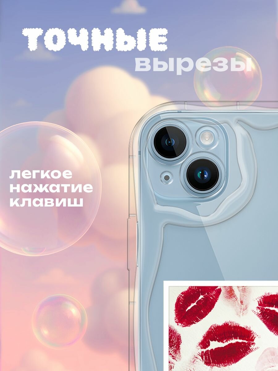 Чехол на Apple iPhone 14 / Айфон 14 с принтом Полароид губы 2 — фото 1
