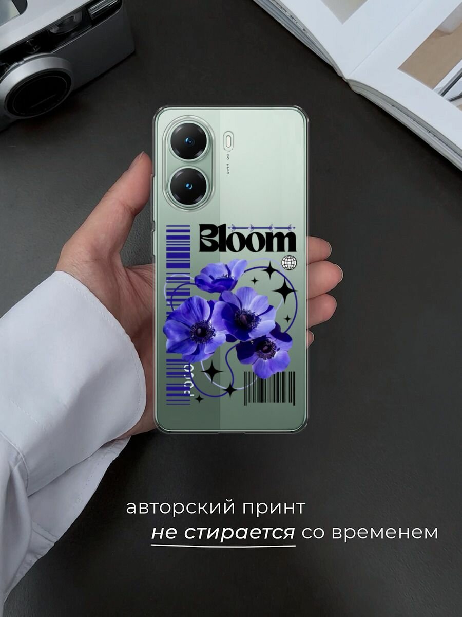 Чехол на Poco X7 Pro / Поко X7 Про с принтом "Завораживающие анемоны", прозрачный — фото 1
