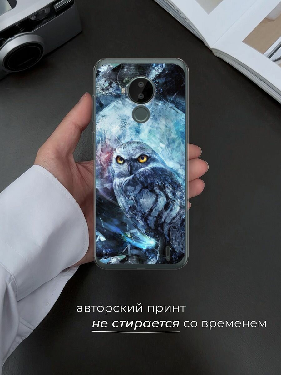 Силиконовый чехол на Nokia C30 / Нокия C30 с принтом "Сова арт 8" — фото 1