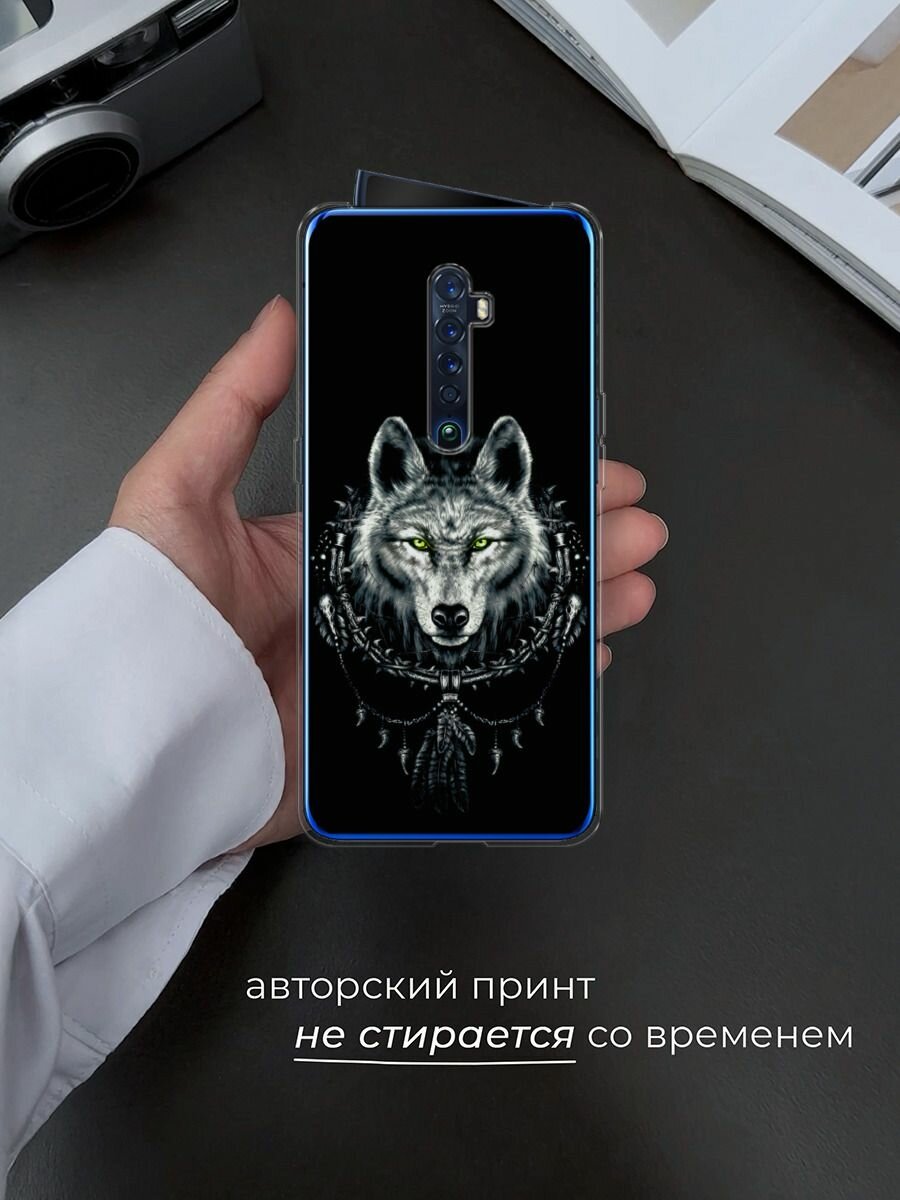Силиконовый чехол на Oppo Reno 2 / Оппо Рено 2 с принтом "Волк оберег" — фото 1