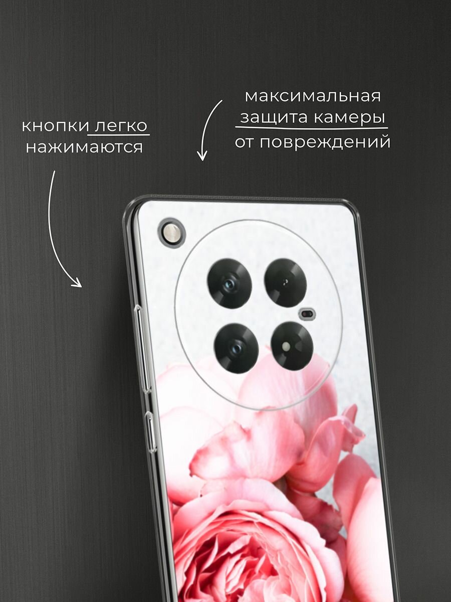 Чехол на Infinix Zero 40 5G / Инфиникс Зеро 40 5G с принтом "Пионы на белом" — фото 1