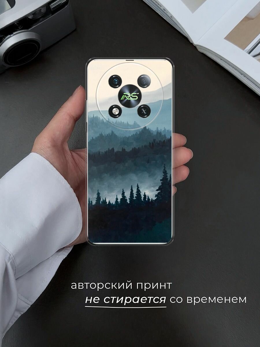 Силиконовый чехол на Itel RS4 / Ител РС4 с принтом "Туманные горы" — фото 1