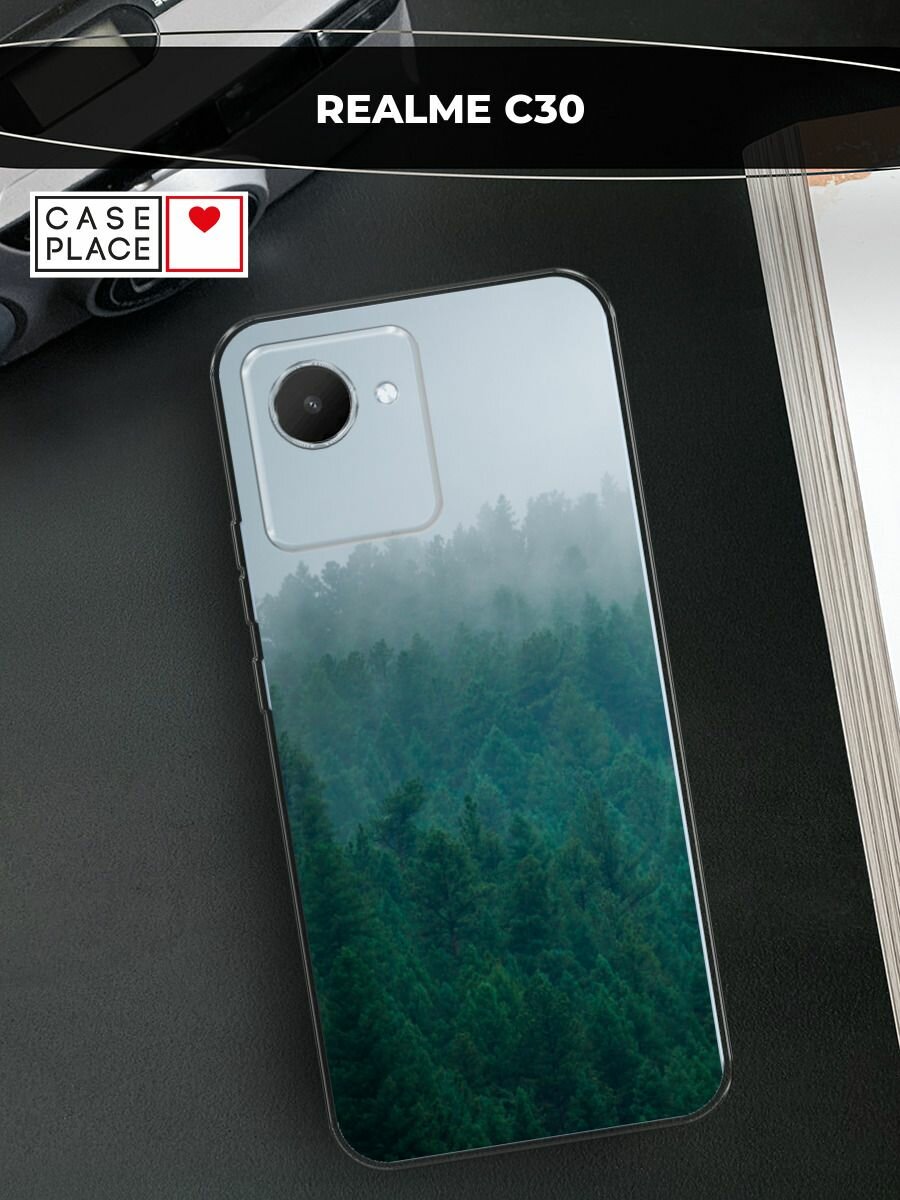 Силиконовый чехол на Realme C30 / Реалми C30 с принтом "Лес в облаках"