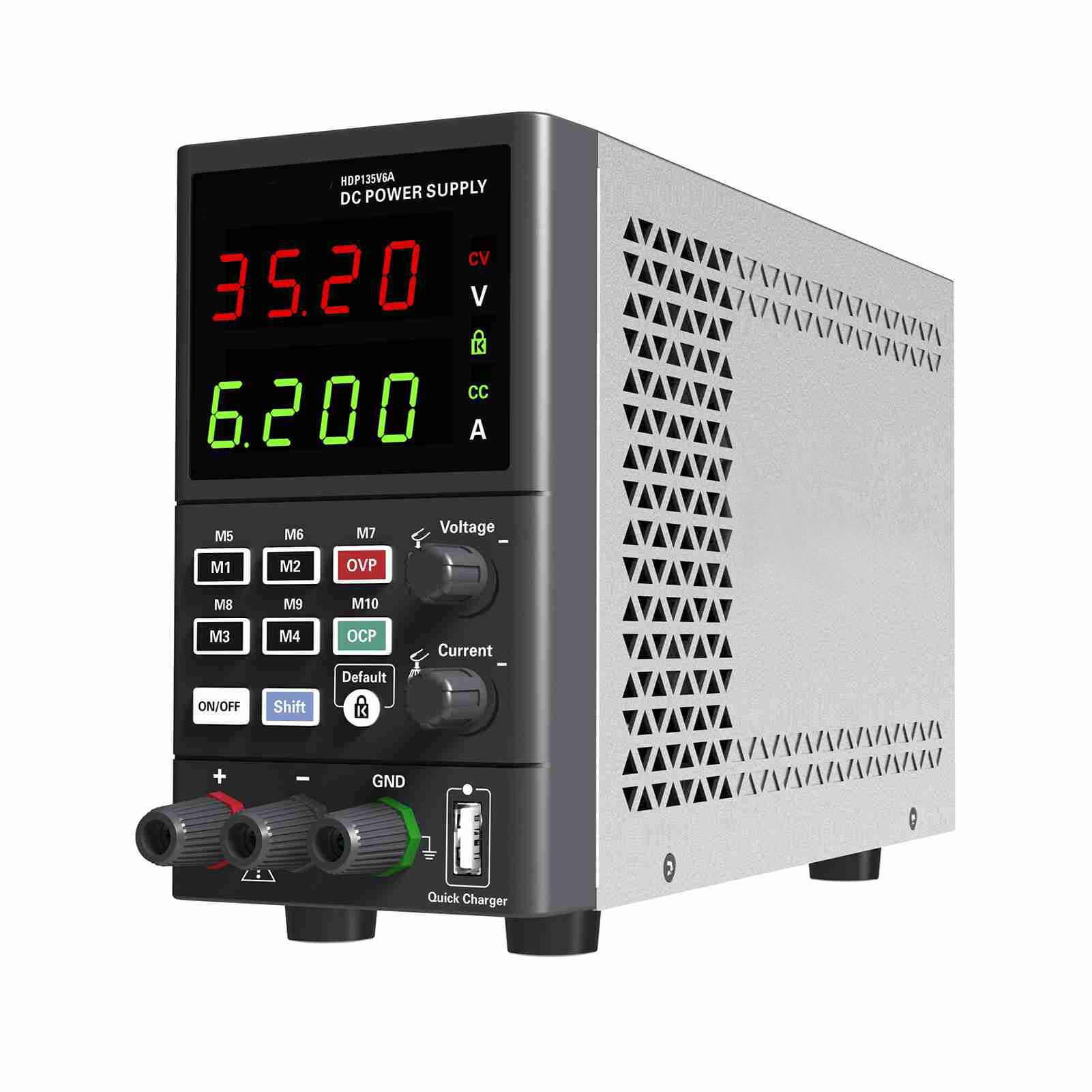 Hantek HDP135V6A Цифровой настольный источник питания постоянного тока, переменный ток 35 В, 6 А, регулируемый импульсный стабилизированный источник питания CV CC с хранилищем данных, выходом включени