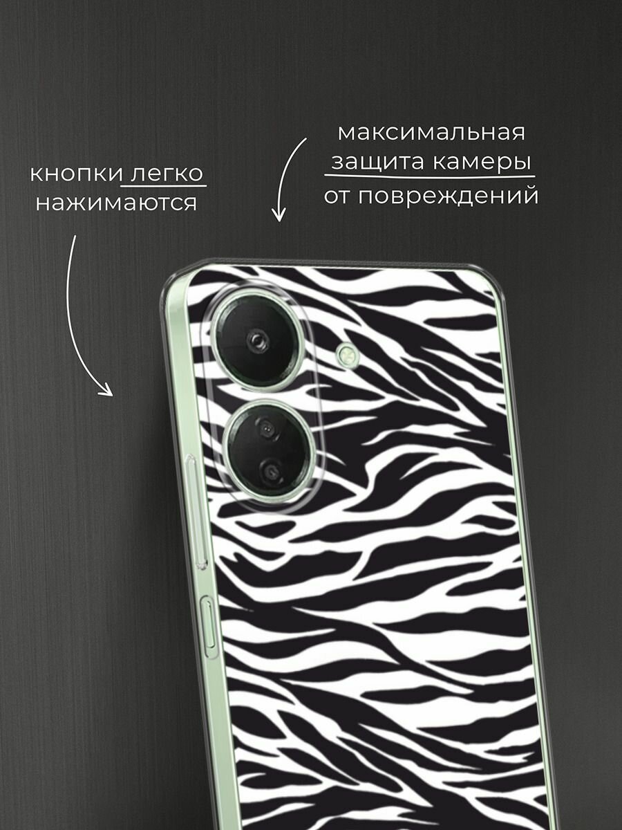Чехол на Xiaomi Redmi 13C/Poco C65 / Сяоми Редми 13C/Поко С65 с принтом "Принт зебра" — фото 1