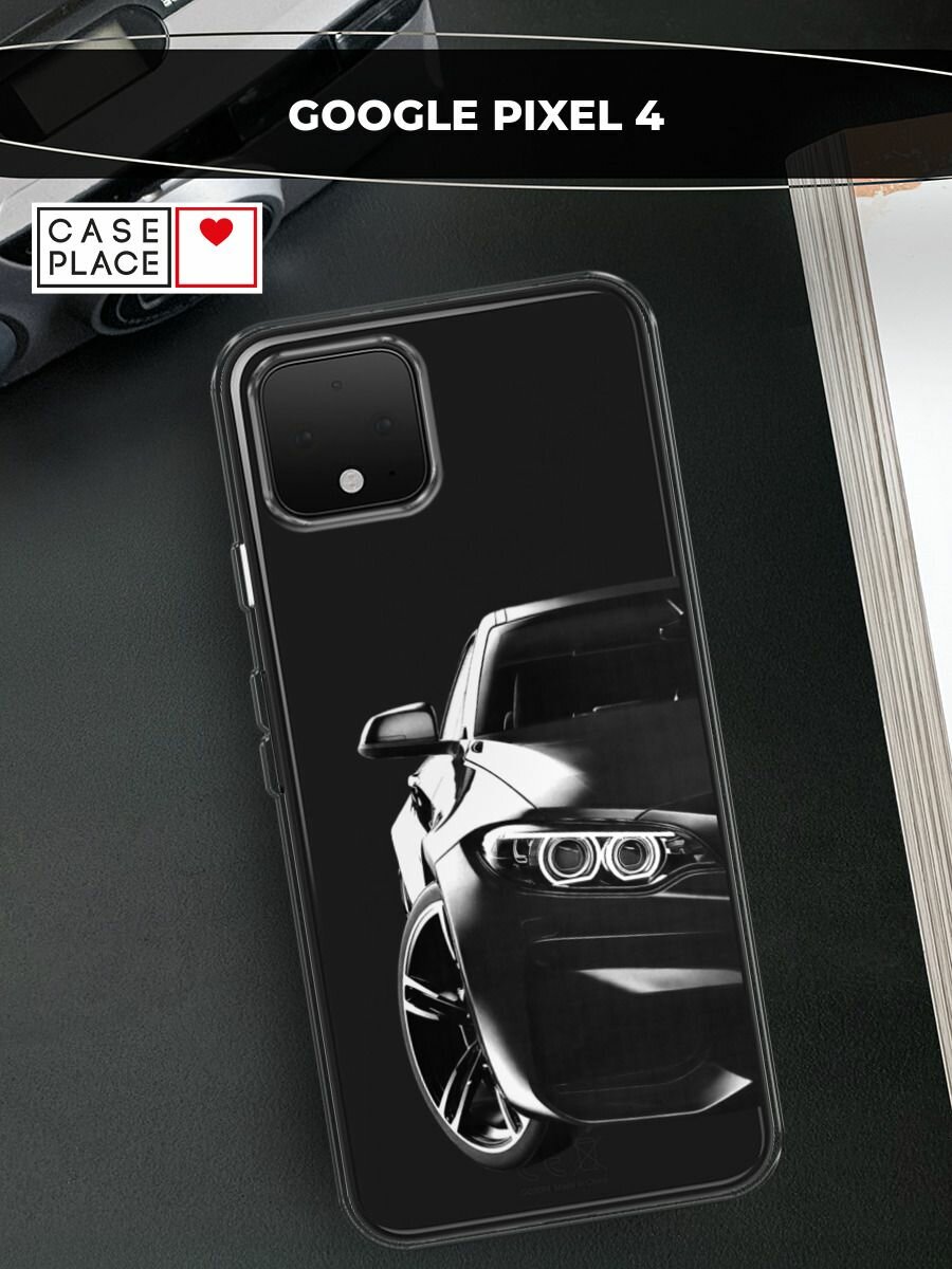 Чехол на Google Pixel 4 / Гугл Пиксель 4 с принтом "Крутая черная машина", прозрачный