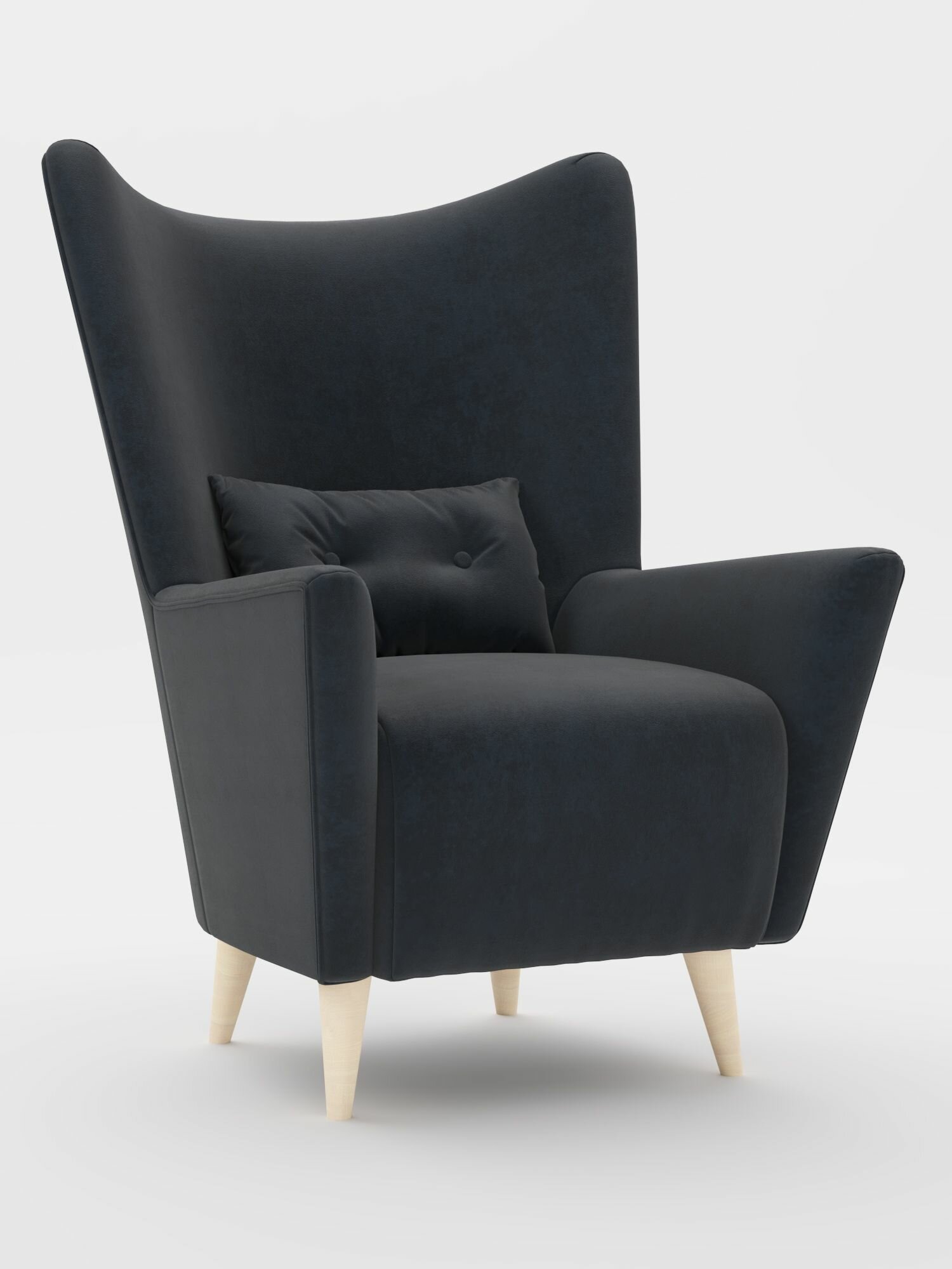 Кресло мягкое для дома, отдыха в гостиной Грейс от W&B, премиум велюр темно-серый