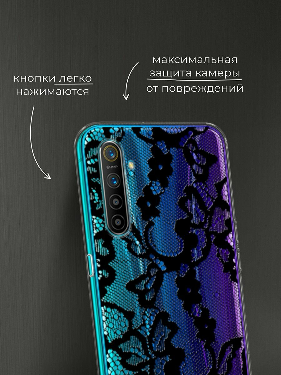Чехол на Realme XT / Реалми XT с принтом "Черная сетка 2" — фото 1