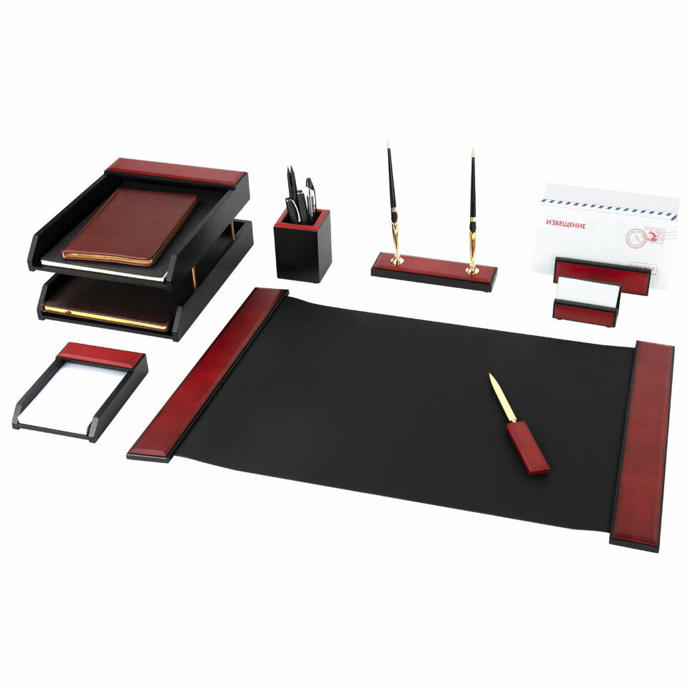 Набор настольный GALANT "Sirius" из дерева, 9 предметов, цвет "красное дерево/чёрный", 238162, 238162