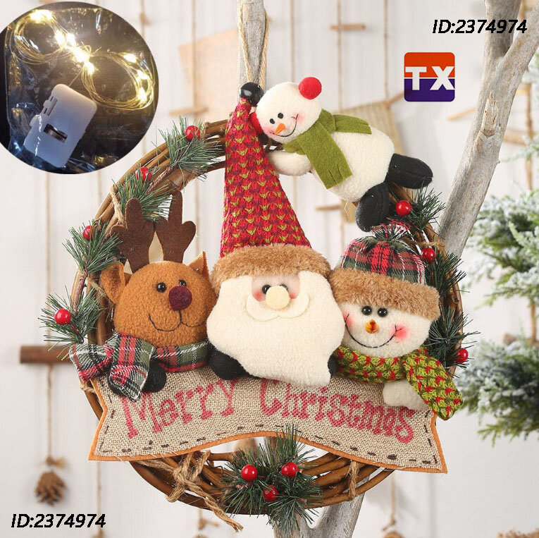 Рождественская гирлянда из ротанга-Подвесные украшения для стен в виде Рождественской елки-Украшения