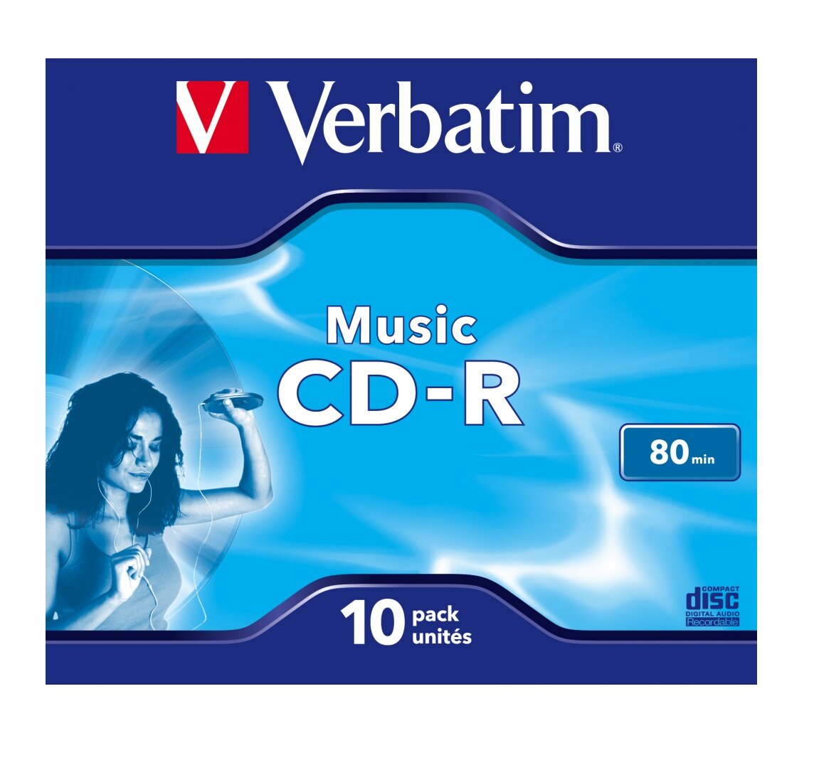 Verbatim Music CD-R, 80min, 700MB, 5-pack в Jewel Case | Чистые диски для записи музыки