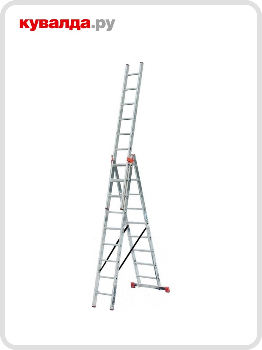 Лестница-стремянка трехсекционная KRAUSE MONTO TRIBILO 3х10 с доп. функцией (129765)