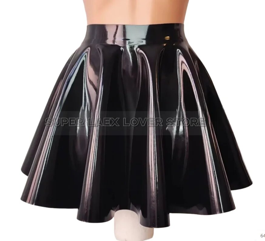 Женская латексная плиссированная юбка для косплея Черный, М, black