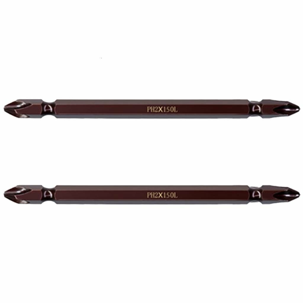 Бита PH2 для электрической отвертки двухсторонняя шестигранный хвостовик сталь, 150mm