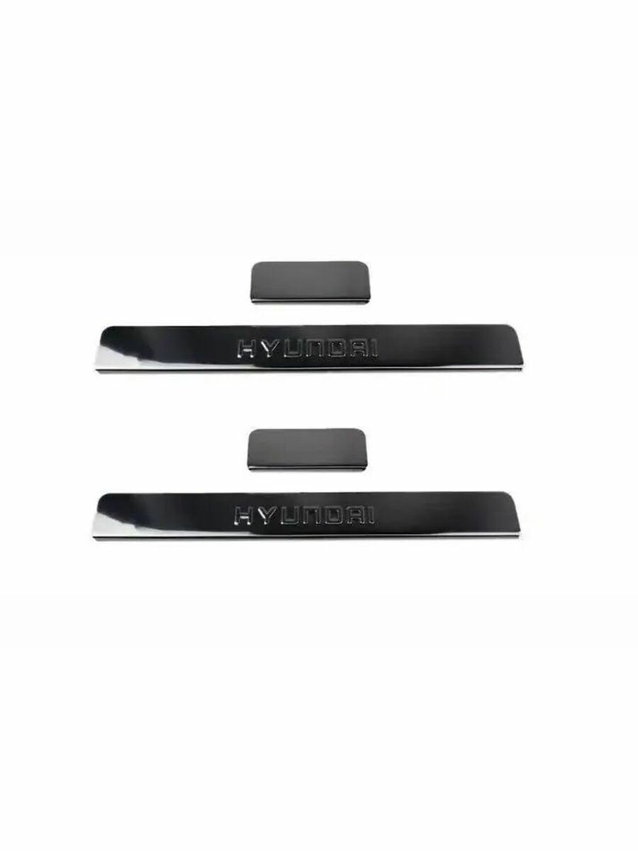 Накладки порогов "ладья" хром Hyundai Accent