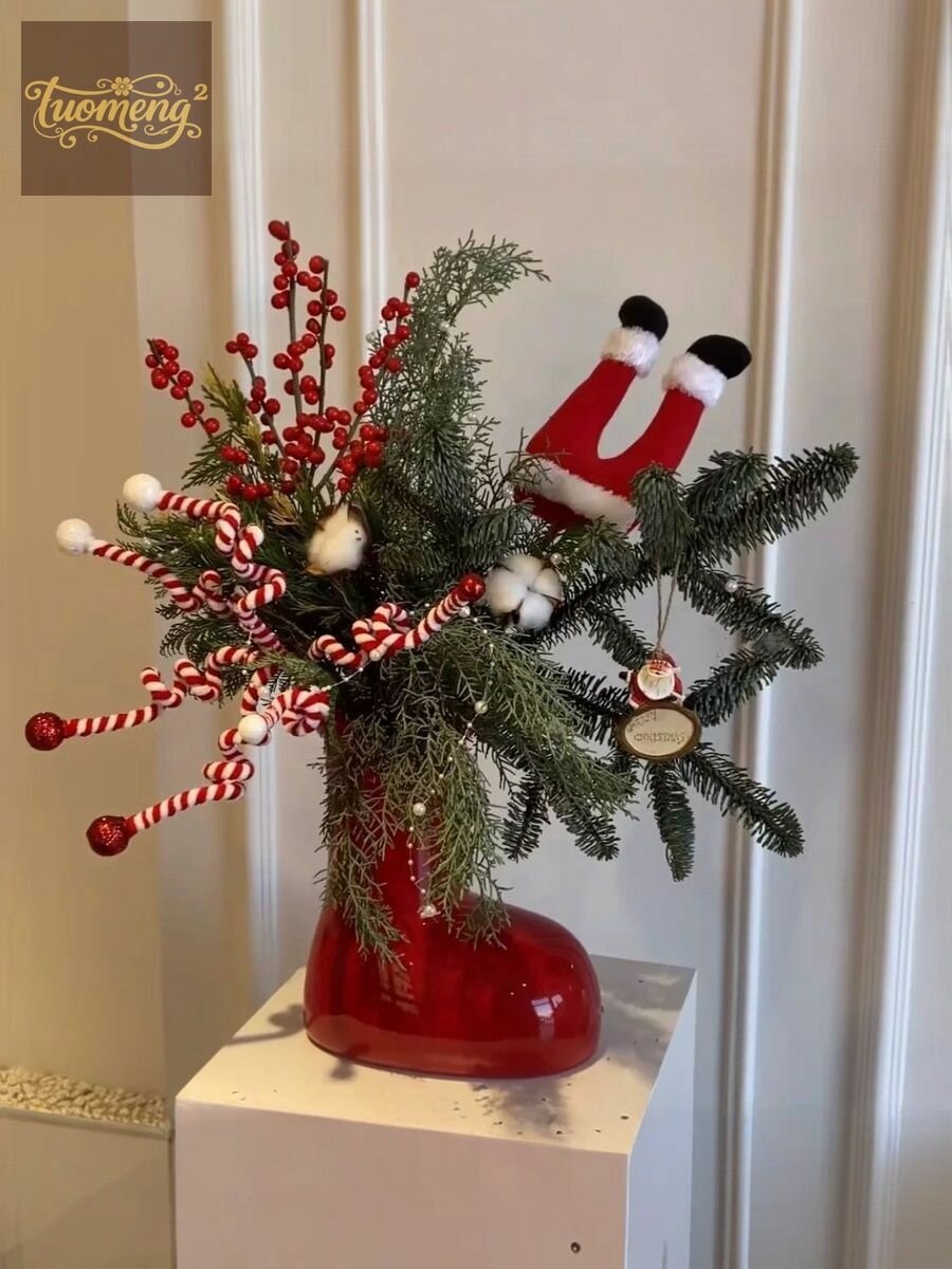 Красная ягода Ваза, 21 см , Керамика, 1 шт