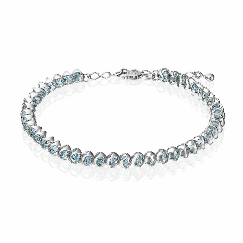 Браслет, белое золото, 585 проба, родирование, топаз