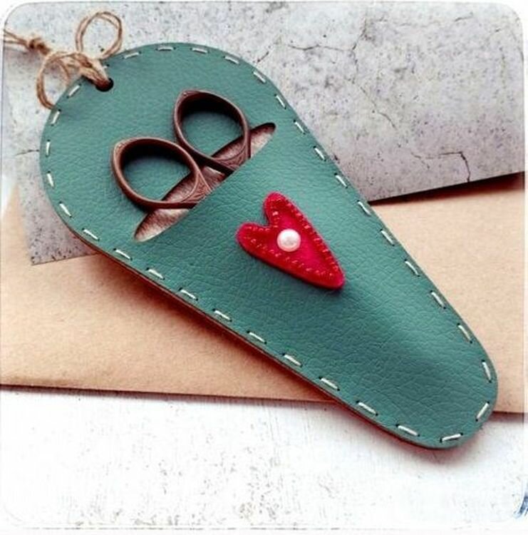 Набор для вышивания крестом НеоКрафт "Чехол для ножниц" (бирюзовый) 7х14 см, Сердце