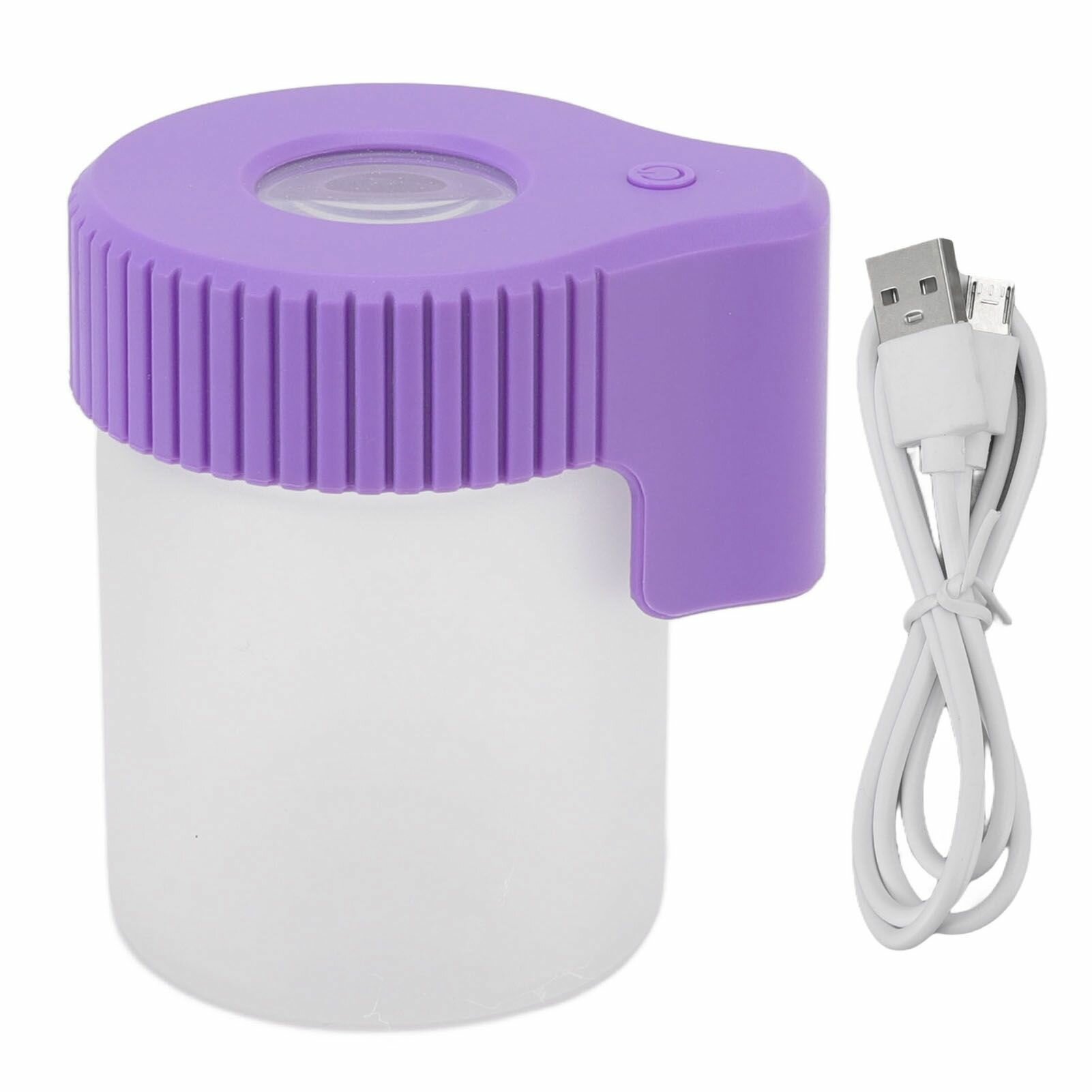 Светодиодная увеличительная банка, 8-кратная увеличительная банка для просмотра, стеклянный корпус, защита от запаха, водонепроницаемый светодиодный контейнер для хранения табачных трав, фиолетовый